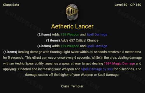 AETHERIC LANCER - MAGICKA TEMPLAR BUILD - MADshadowman
